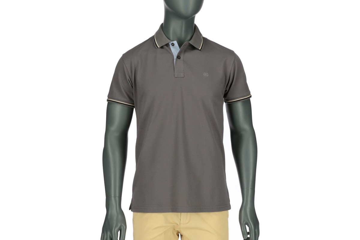 REPABLO šedé polo triko s bíločernou linkou - REPABLO_0107